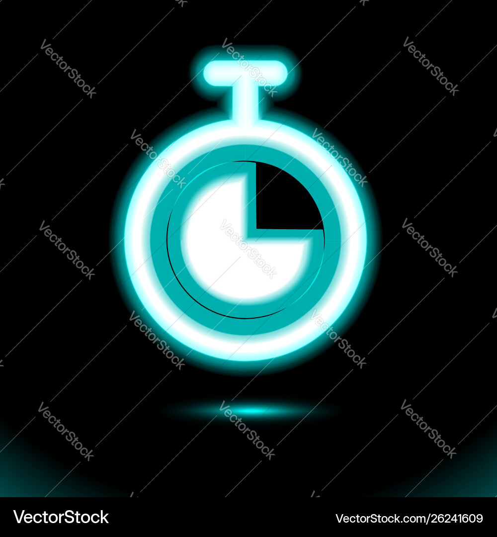 Blue neon stopwatch chronometer neon icon simple Vector Image
