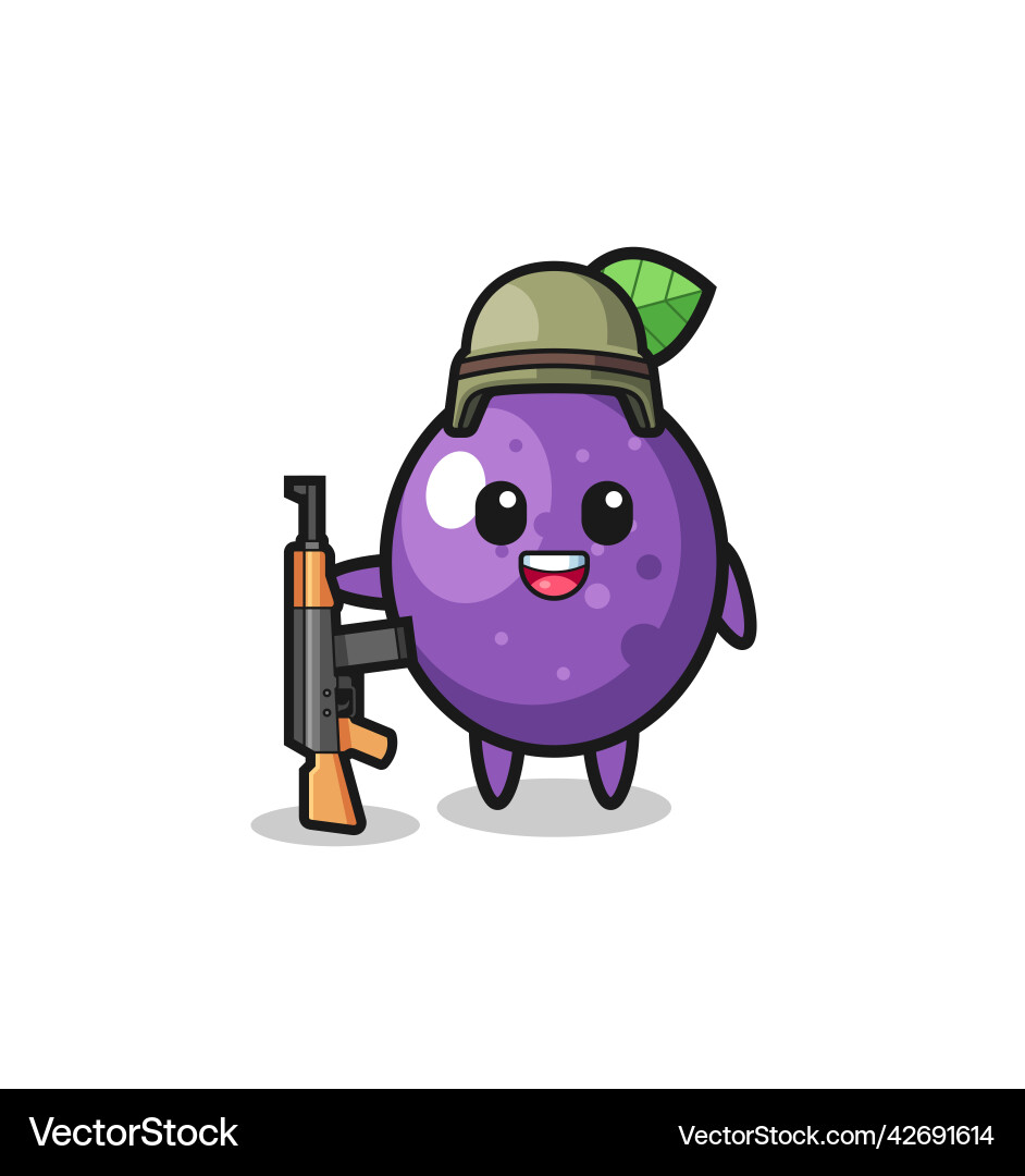 Cute passion fruit mascot as a soldier Royalty Free Vector
