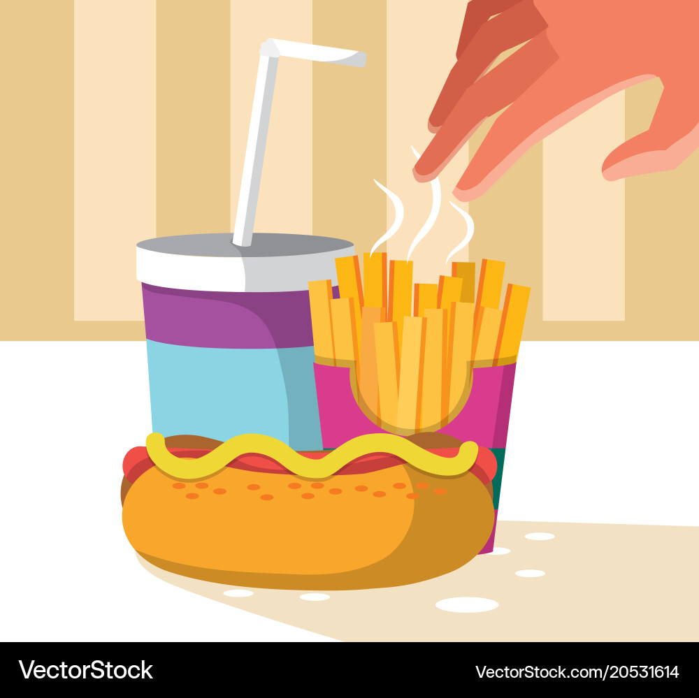 Hand grabbing fast food Royalty Free Vector Image