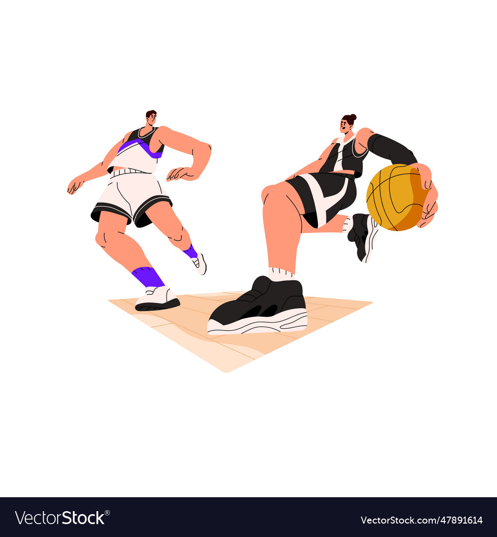 Players athletes play basketball at sport game Vector Image