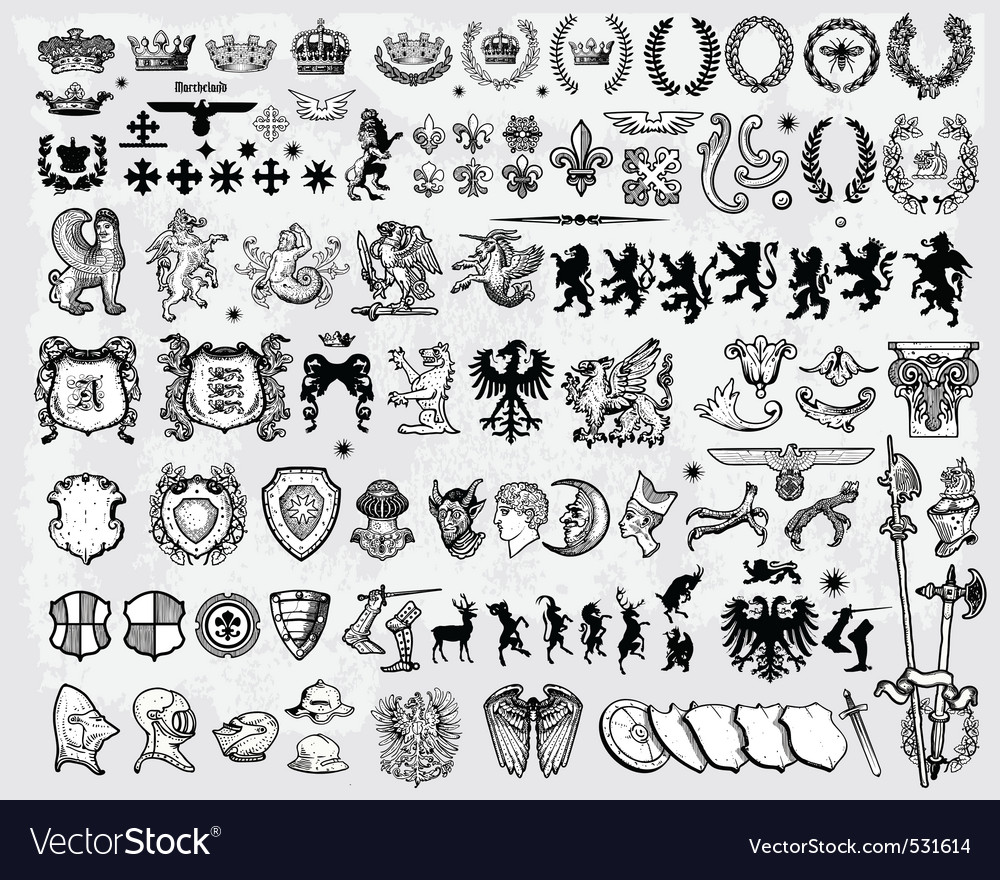 Set heraldic elements Royalty Free Vector Image Set heraldic elements Royalty Free Vector Image