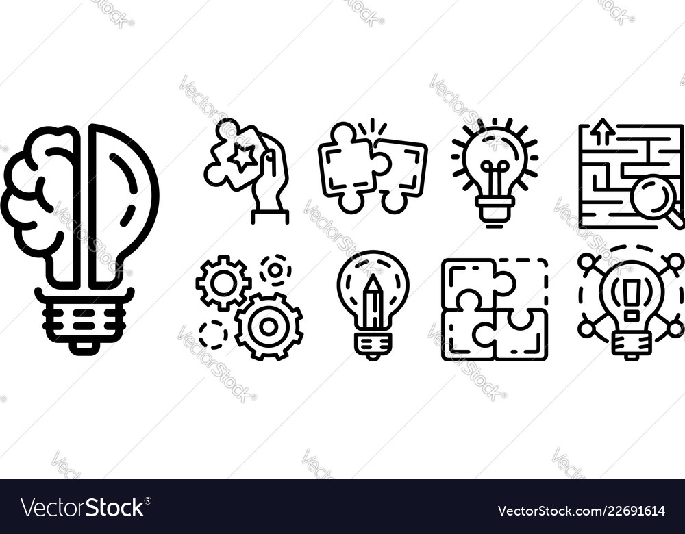 Solution icon set outline style Royalty Free Vector Image Solution icon set outline style Royalty Free Vector Image