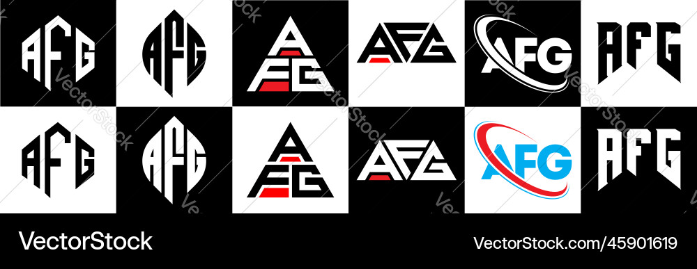 Afg letter logo design in six style polygon Vector Image