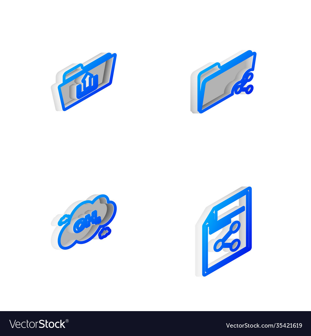 Set isometric line share folder folder upload Vector Image Set isometric line share folder folder upload Vector Image