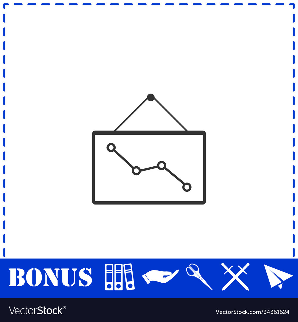 Graph down icon flat Royalty Free Vector Image