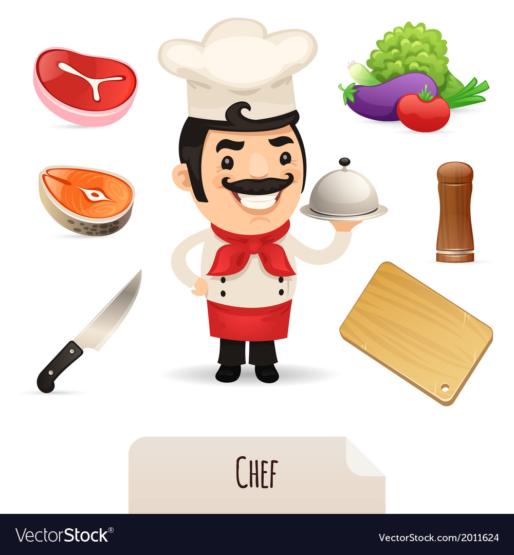 Male chef set Royalty Free Vector Image - VectorStock