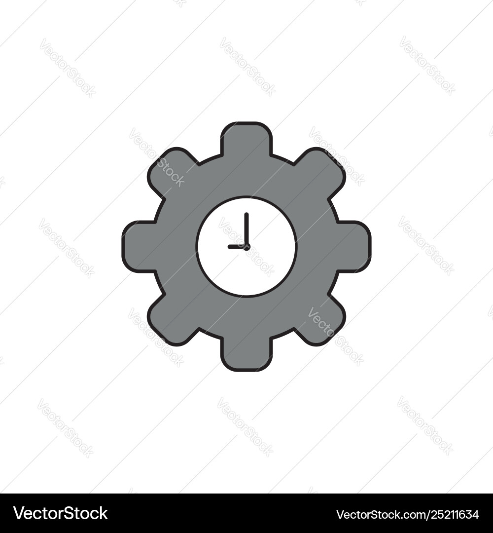 Icon concept clock inside gear Royalty Free Vector Image