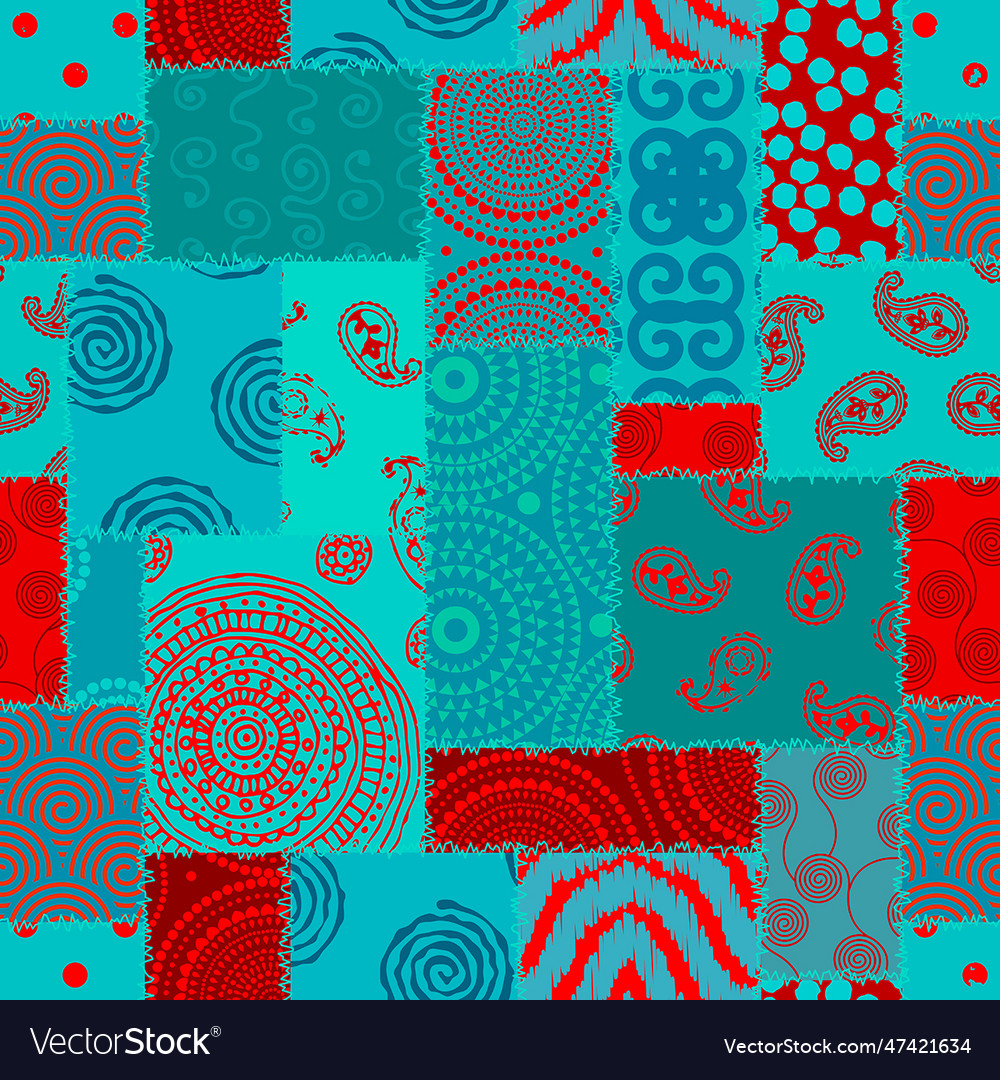 Patchwork textile pattern seamless quilting Vector Image
