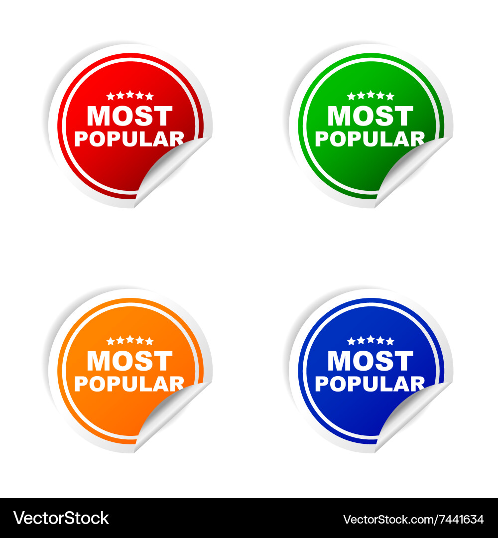 Sticker of most popular Royalty Free Vector Image