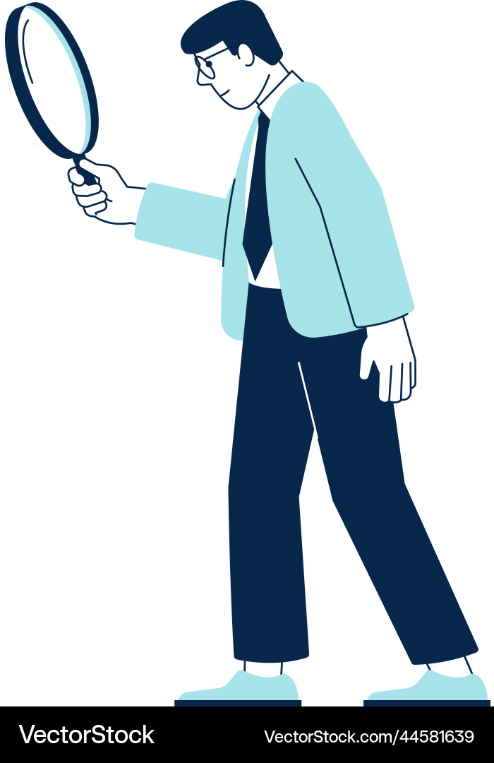 Businessman looking for ideas with magnifying Vector Image