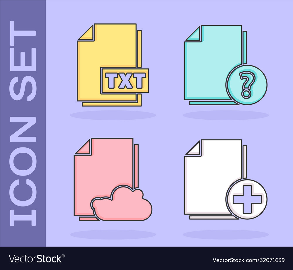 Set add new file txt file document cloud storage Vector Image Set add new file txt file document cloud storage Vector Image