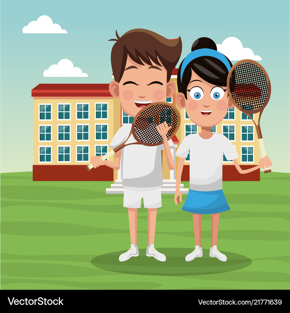 Tennis school team Royalty Free Vector Image - VectorStock