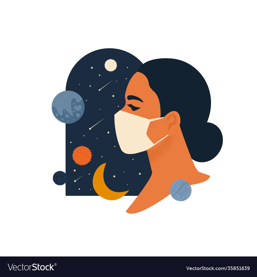 Woman wearing face masks coronavirus pandemic Vector Image