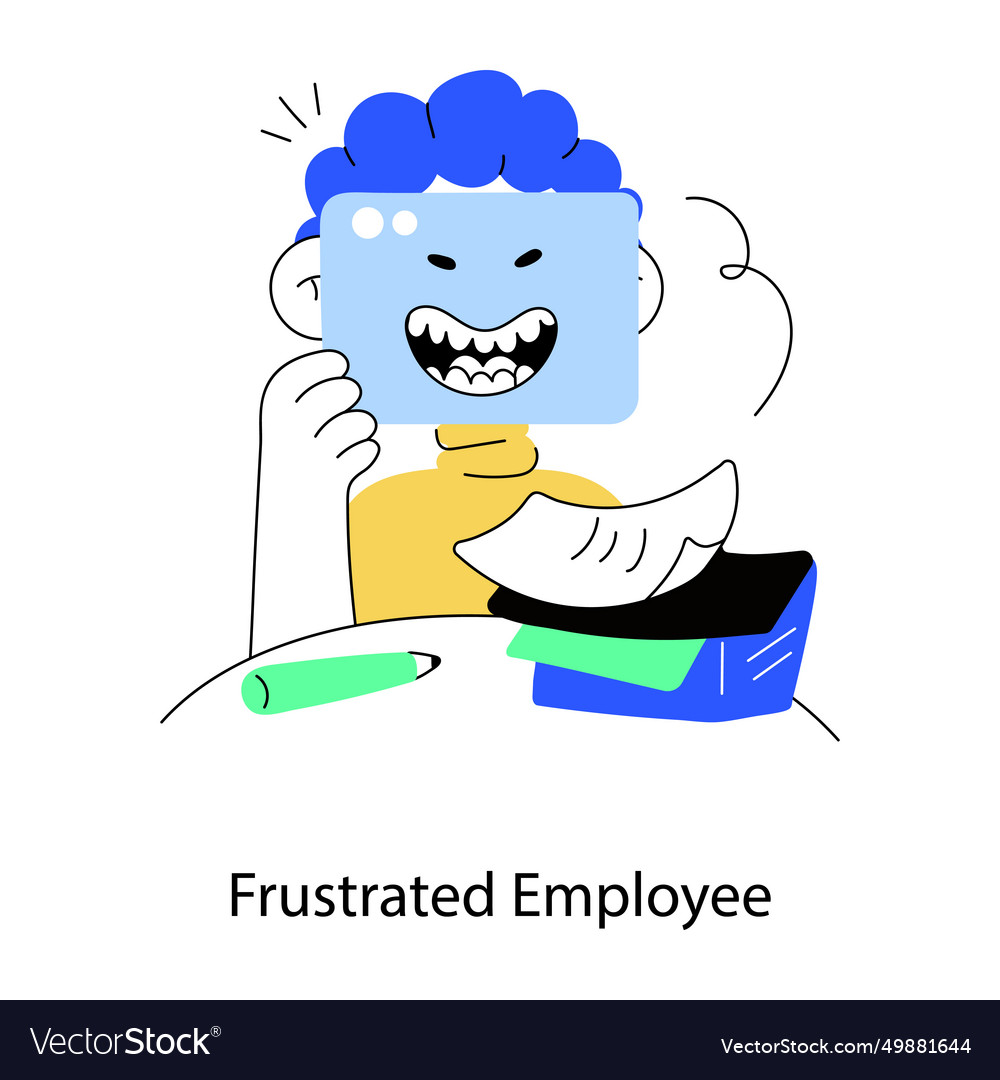 Frustrated employee Royalty Free Vector Image - VectorStock