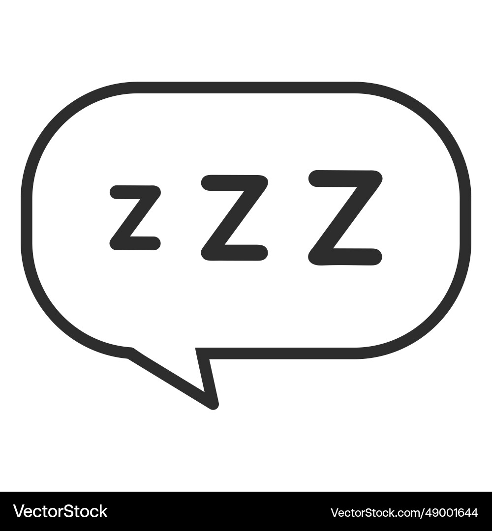 Sleeping speech bubble stroke Royalty Free Vector Image