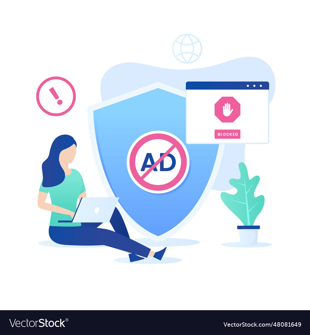 Ad blocking software concept Royalty Free Vector Image