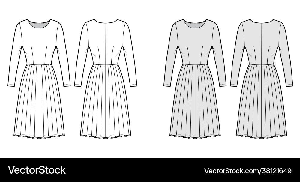 Dress pleated technical fashion Royalty Free Vector Image