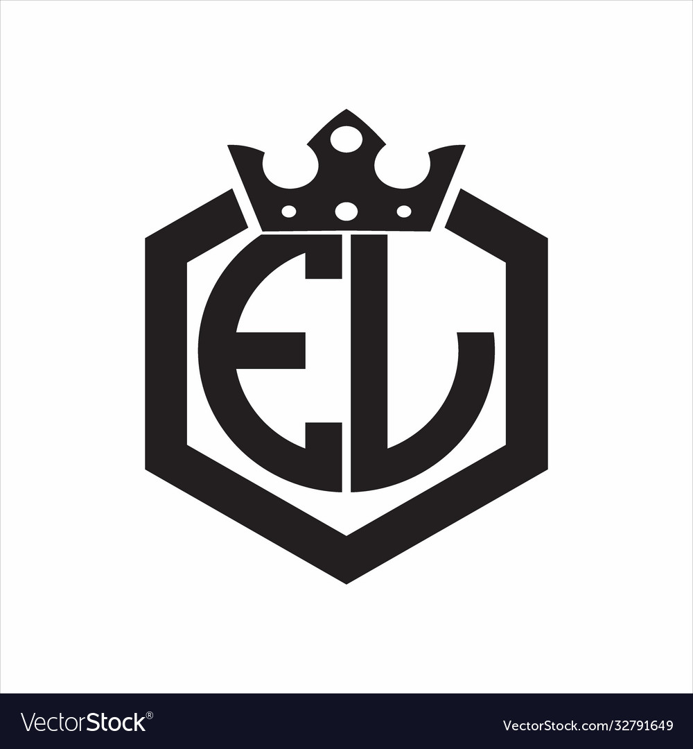 El logo monogram rounded hexagon shape Royalty Free Vector El logo monogram rounded hexagon shape Royalty Free Vector