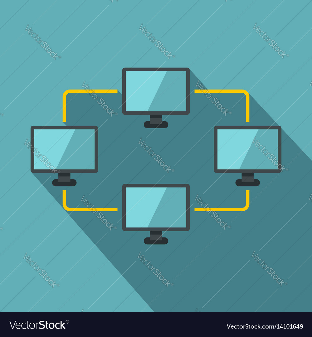 Exchange of data between computers icon flat style