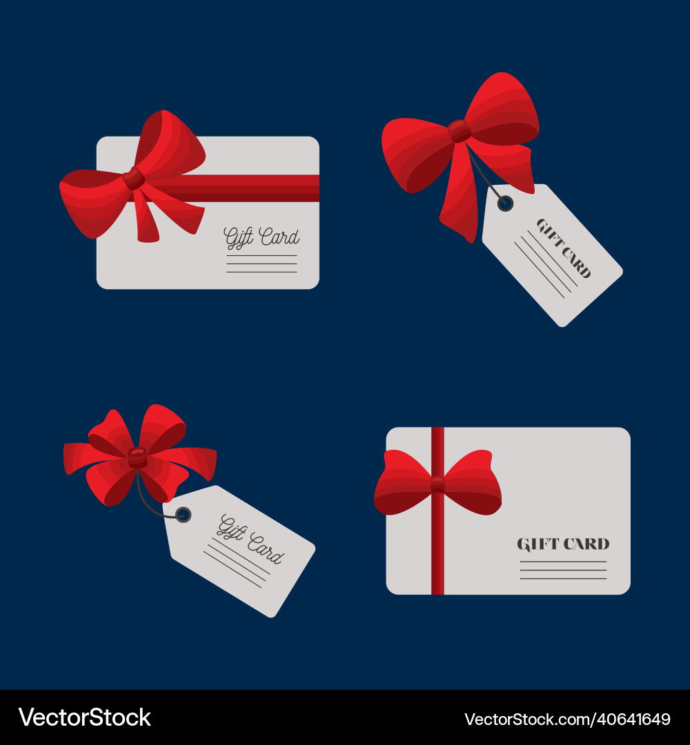 Four gifts cards icons Royalty Free Vector Image