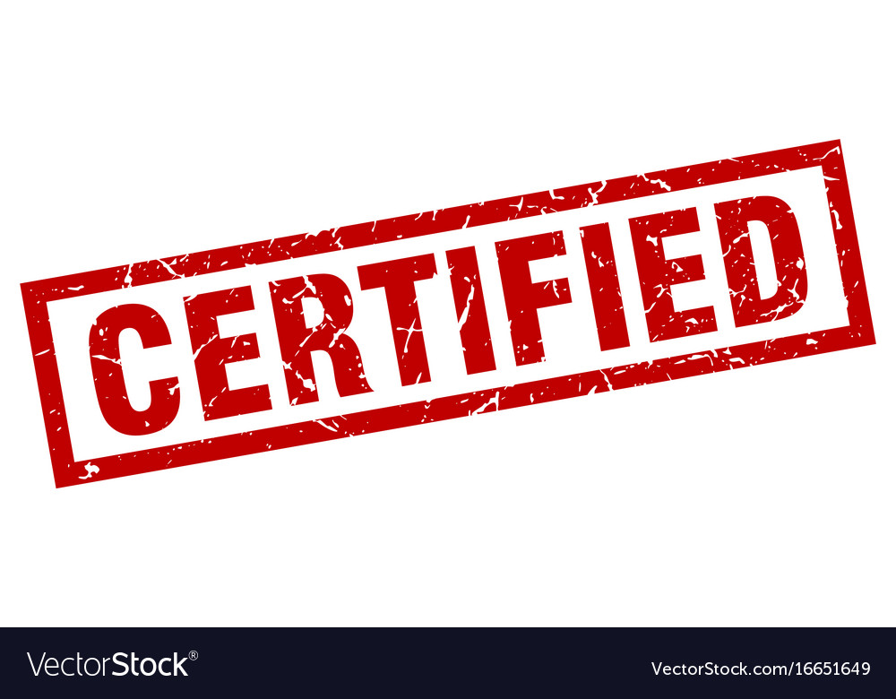 Square grunge red certified stamp Royalty Free Vector Image