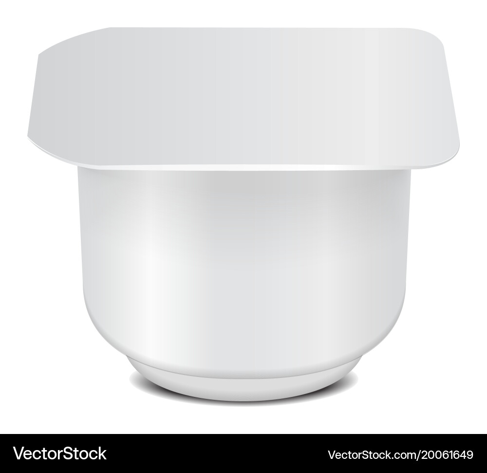 Square white plastic container with wrap Vector Image