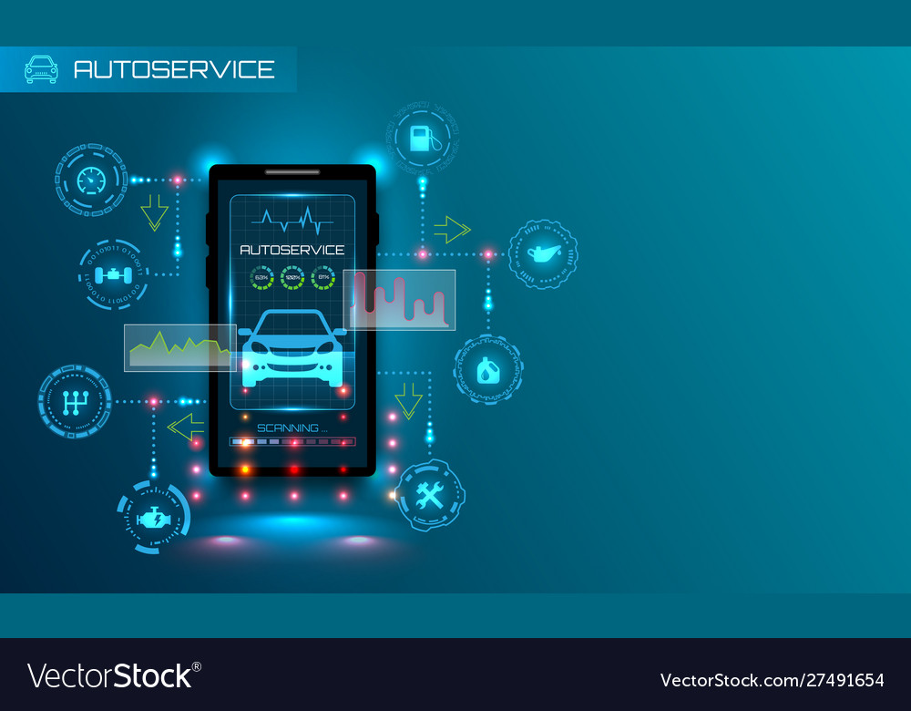 Hardware diagnostics condition car scanning Vector Image Hardware diagnostics condition car scanning Vector Image