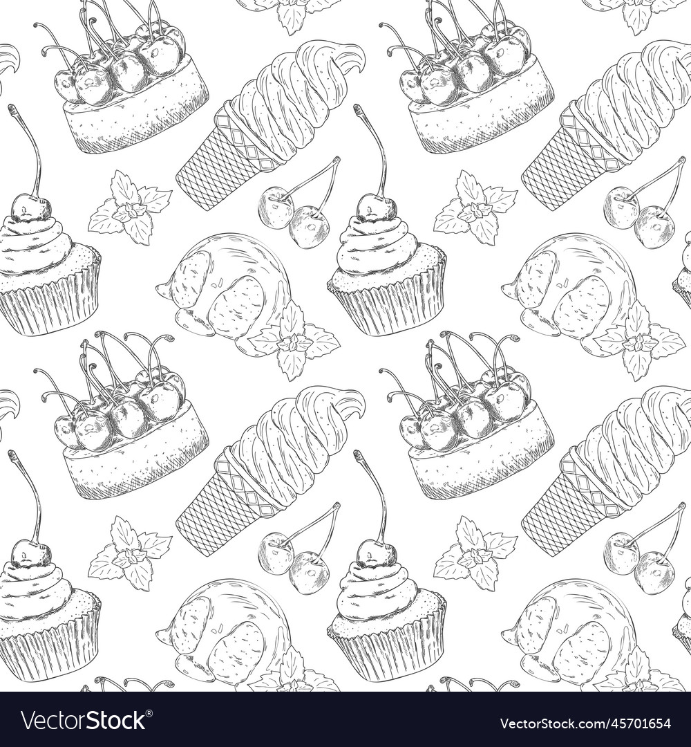 Seamless pattern with hand drawn outline Vector Image