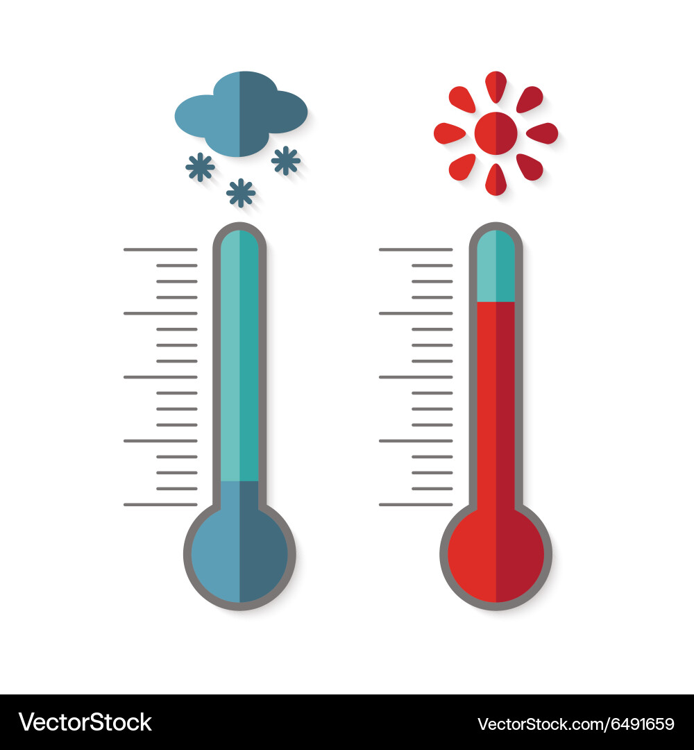 Flat design icons of thermometer Royalty Free Vector Image