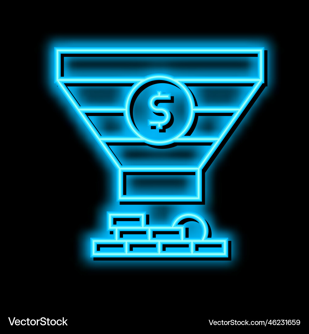 Sales funnel neon glow icon Royalty Free Vector Image