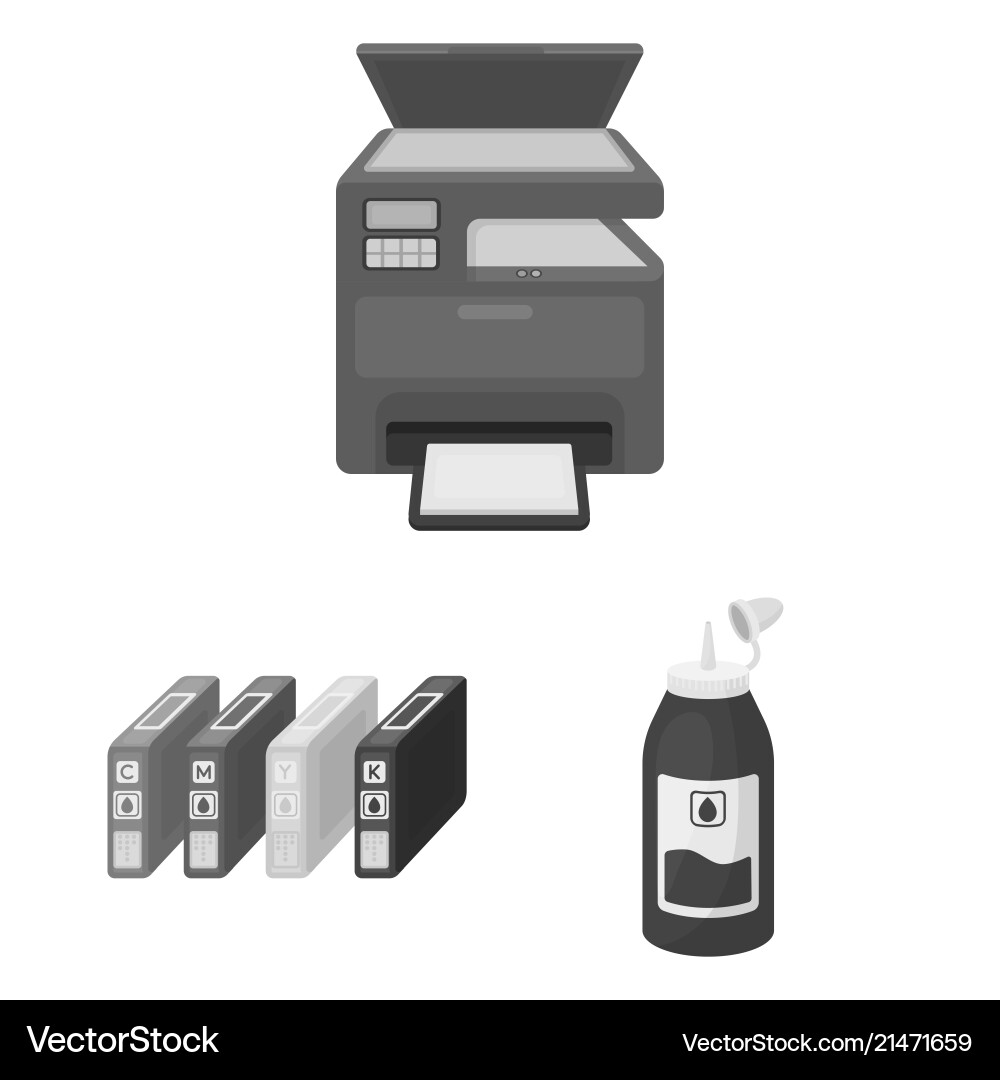 Typographical products monochrome icons in set Vector Image