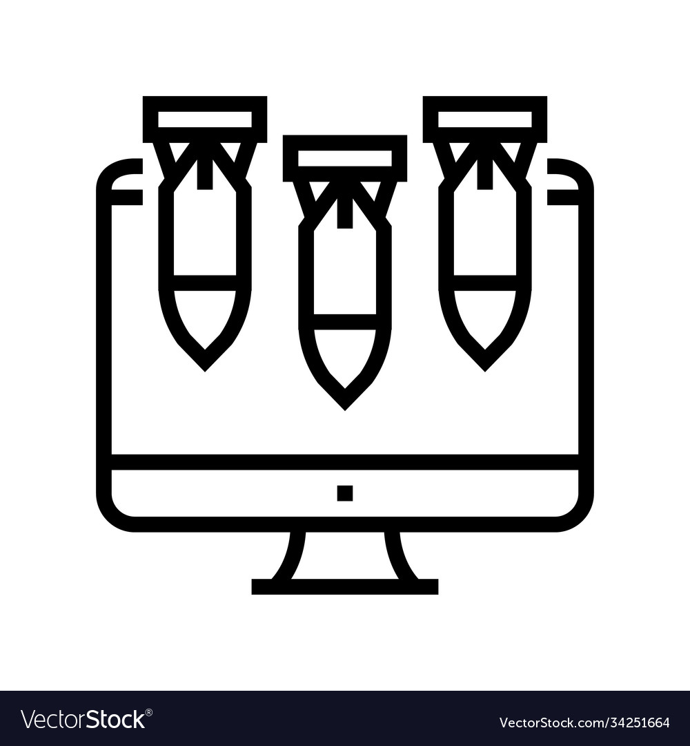 Computer attack line icon Royalty Free Vector Image