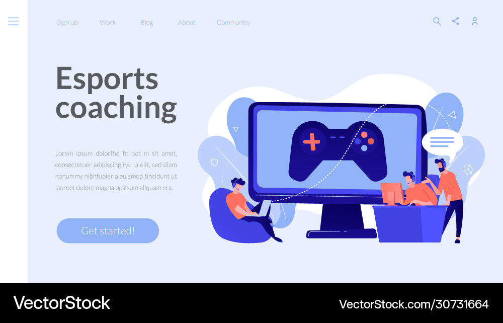 Esports coaching concept landing page Royalty Free Vector