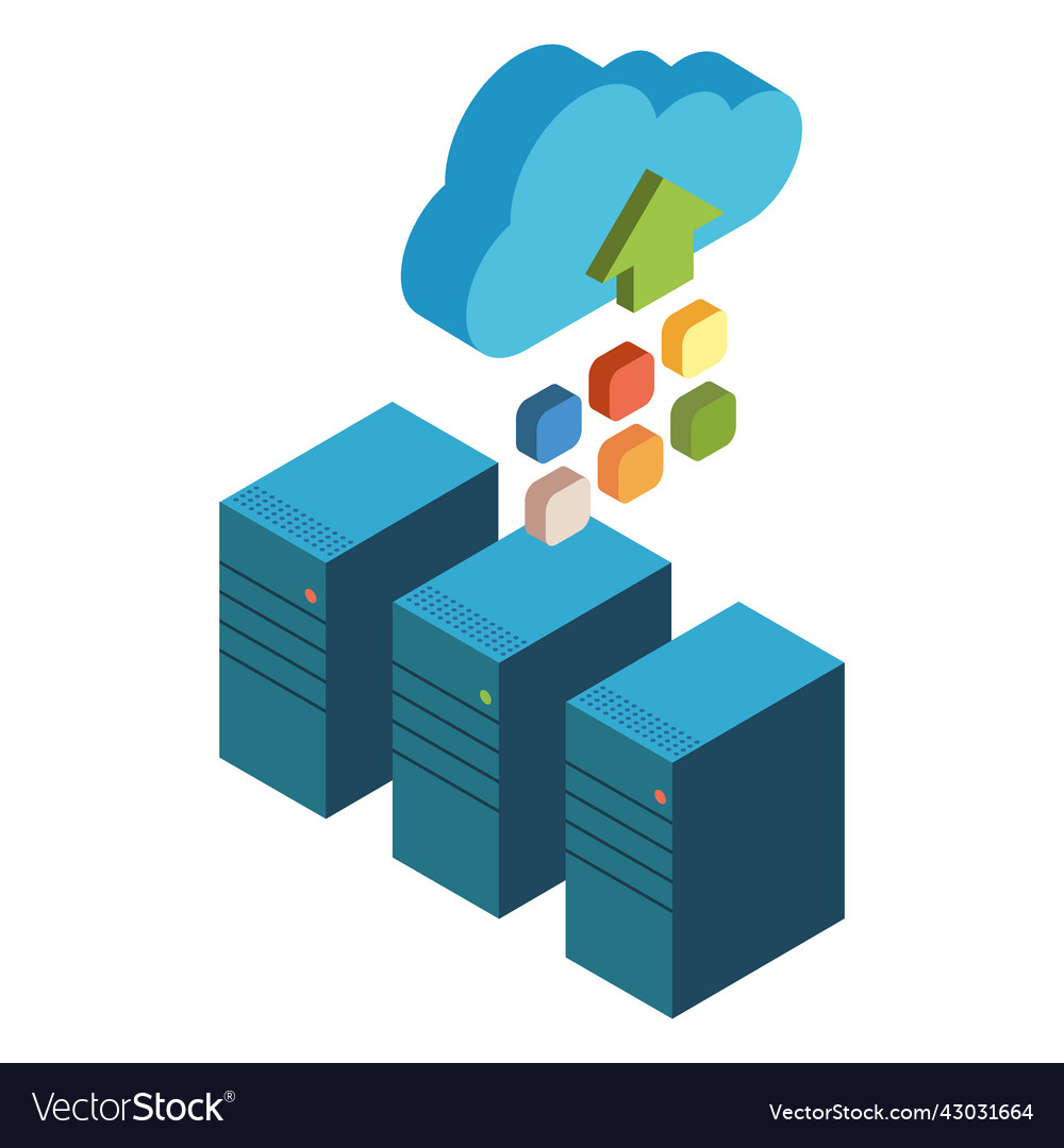 Isometric Cloud Computing Servers Royalty Free Vector Image