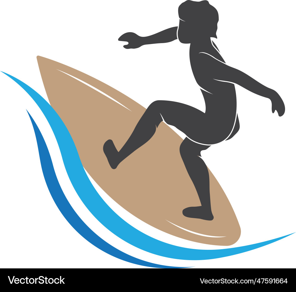 Surfing with water wave logo template symbol Vector Image