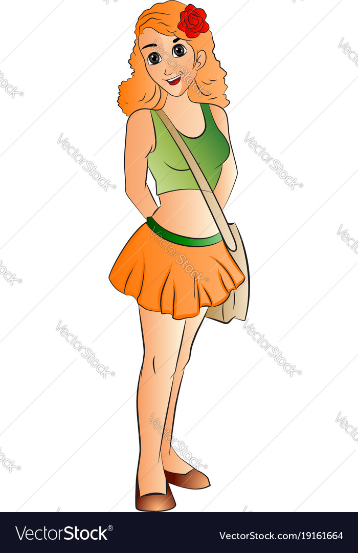 Young Woman In A Miniskirt Royalty Free Vector Image