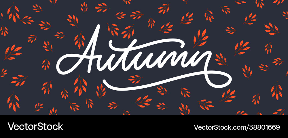 Autumn banner fall lettering card Royalty Free Vector Image