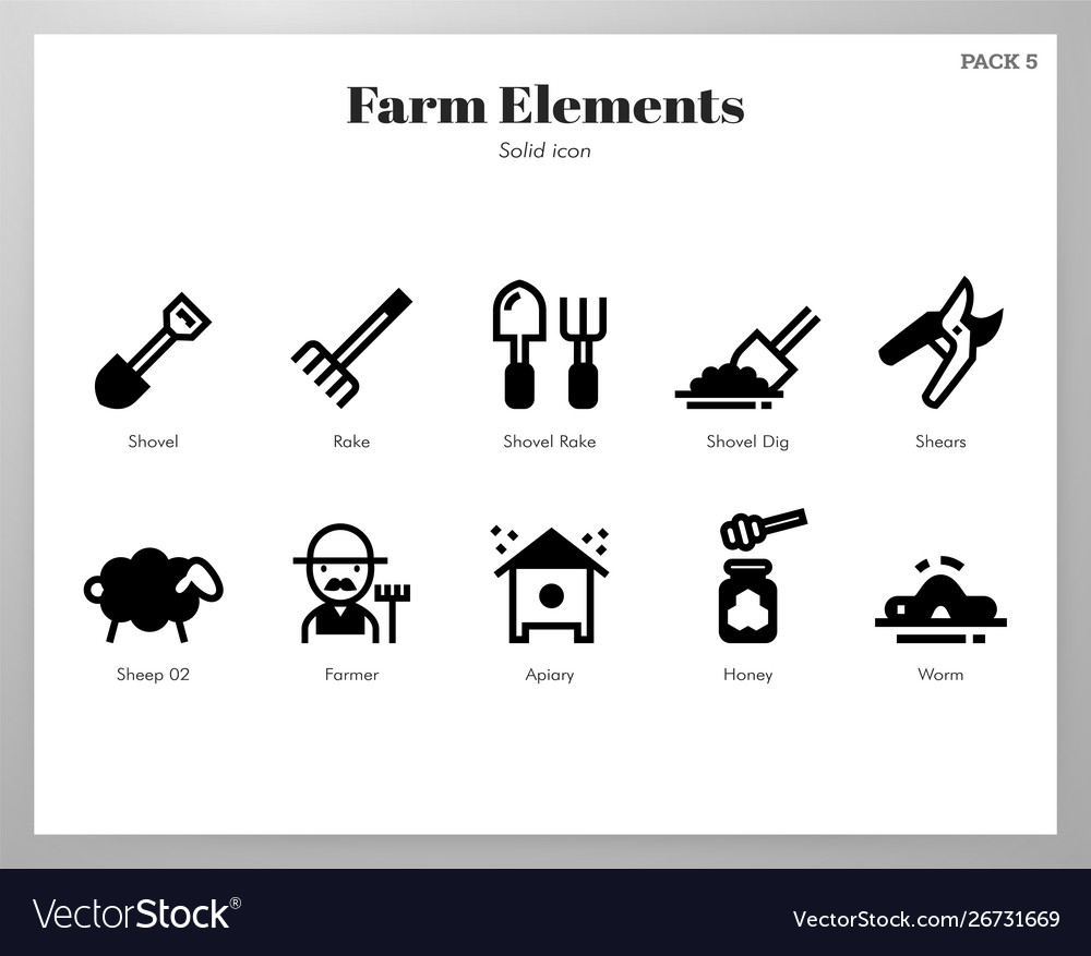 Farm elements solid pack Royalty Free Vector Image