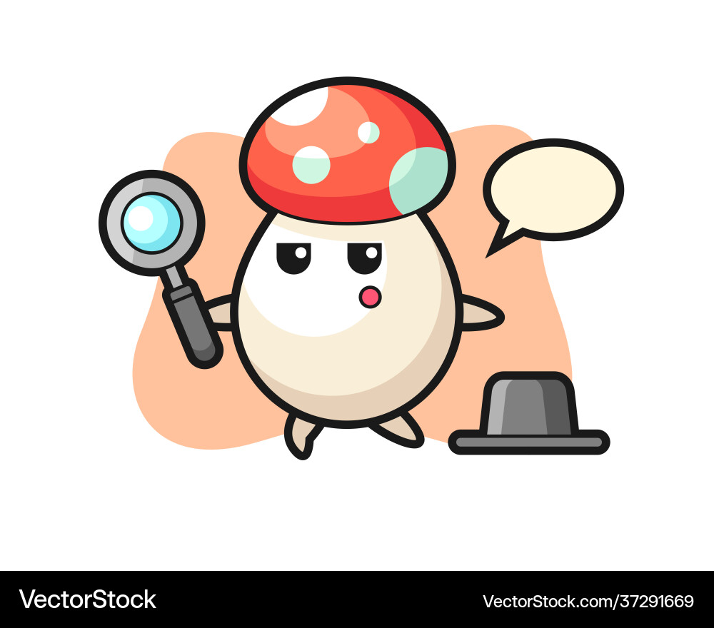 Mushroom cartoon character searching Royalty Free Vector