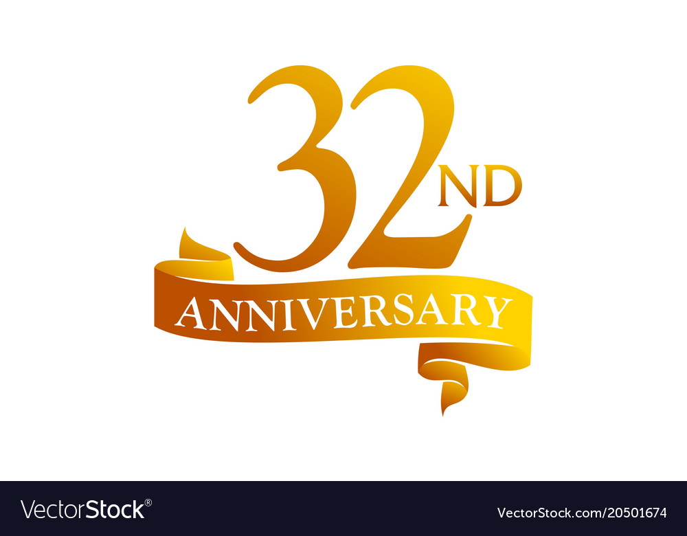 32 Year Ribbon Anniversary Royalty Free Vector Image