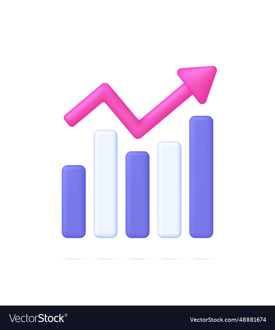 3d growing bar graph Royalty Free Vector Image 3d growing bar graph Royalty Free Vector Image