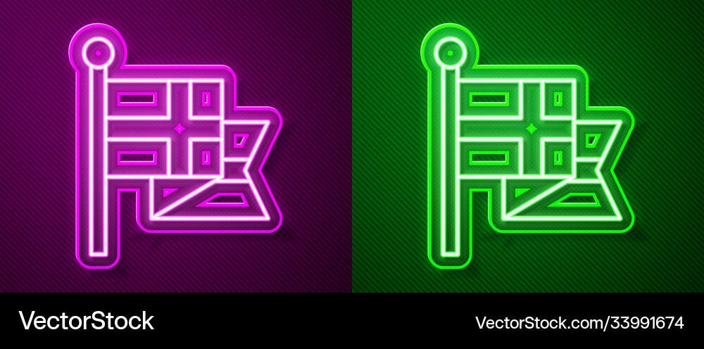 Glowing neon line flag england on flagpole icon Vector Image