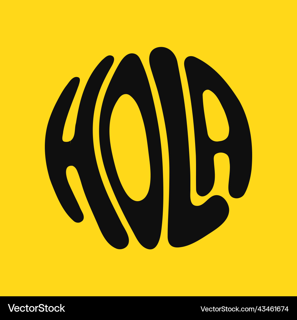 Hola circle quote hand drawn cartoon Royalty Free Vector
