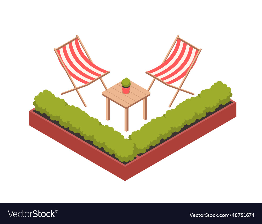 Isometric garden chairs concept Royalty Free Vector Image Isometric garden chairs concept Royalty Free Vector Image