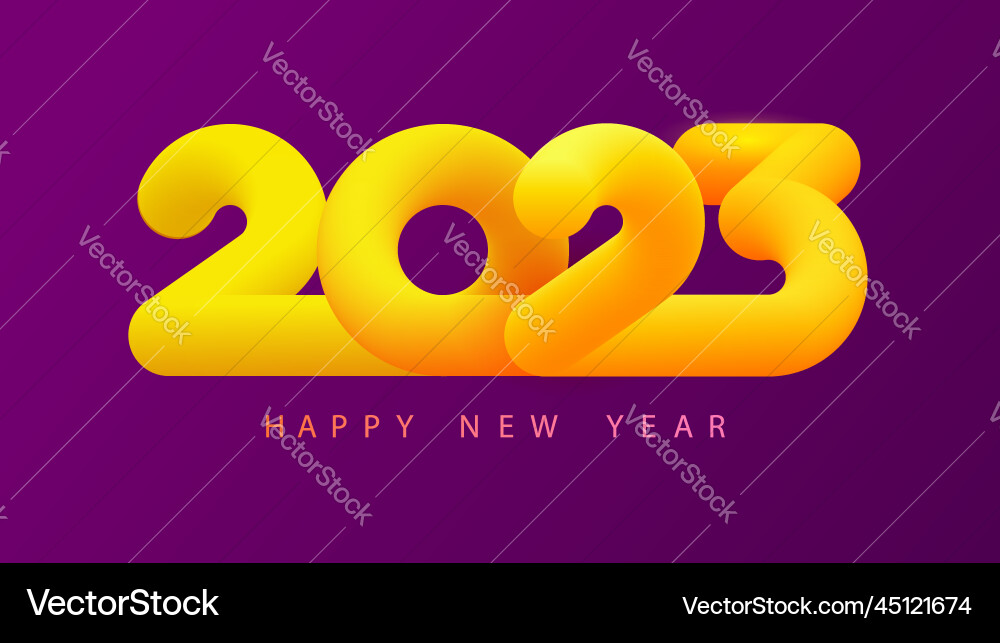New year 2023 bright yellow numbers Royalty Free Vector