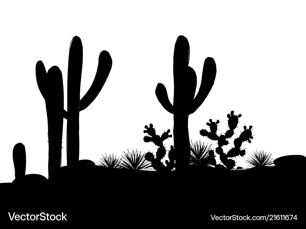 Outline mexican landscape Royalty Free Vector Image