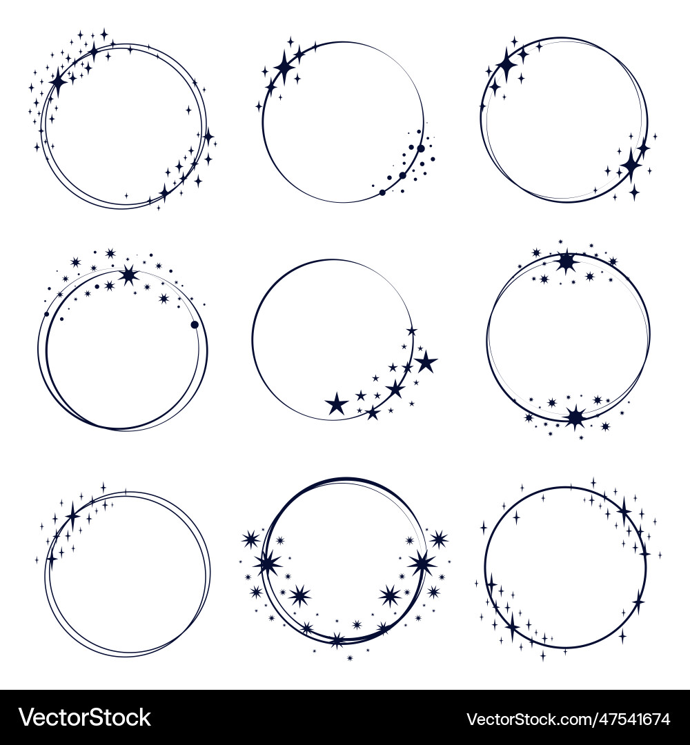Round starry frames set Royalty Free Vector Image