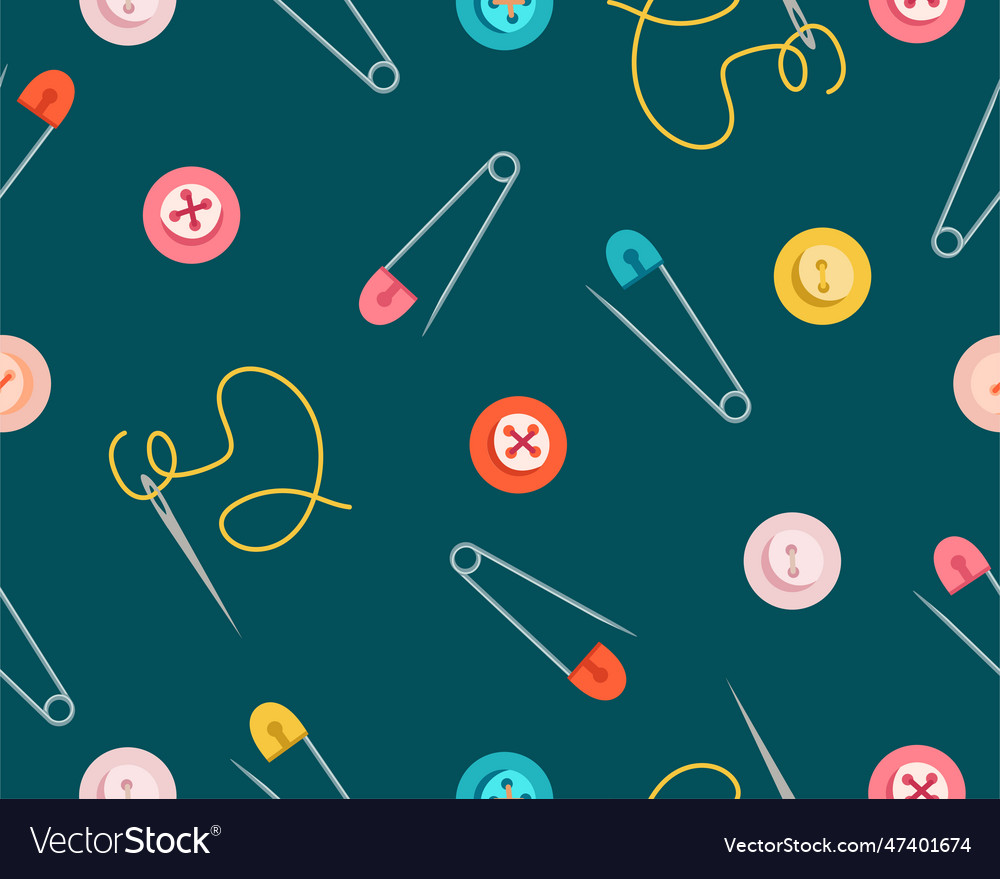 Seamless pattern using sewing tools Royalty Free Vector