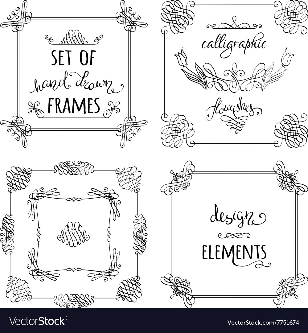 Set of hand-drawn calligraphic frames Royalty Free Vector Set of hand-drawn calligraphic frames Royalty Free Vector