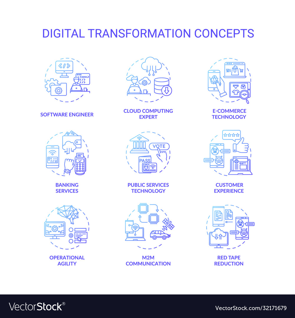 Digital transformation blue gradient concept Vector Image